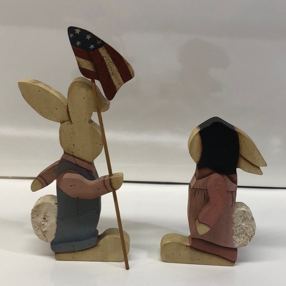 Holiday | 2 Wooden Rabbits American Flag | Poshmark